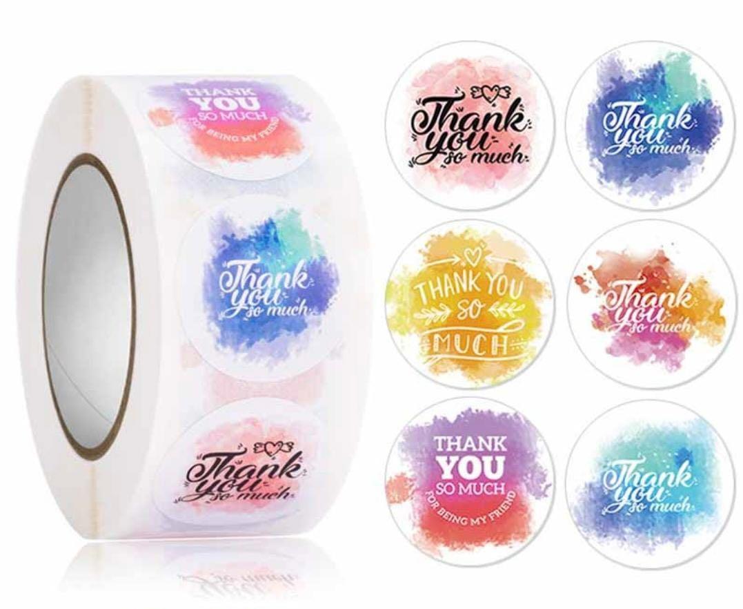 Thank You Sticker label colourful, Hobbies & Toys, Stationery & Craft ...
