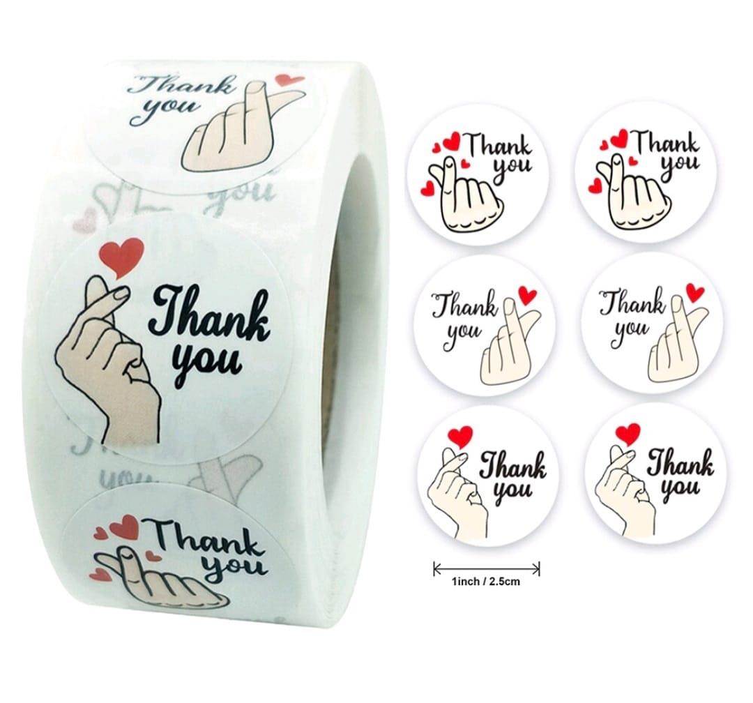 Thank you sticker label finger heart, Hobbies & Toys, Stationery ...
