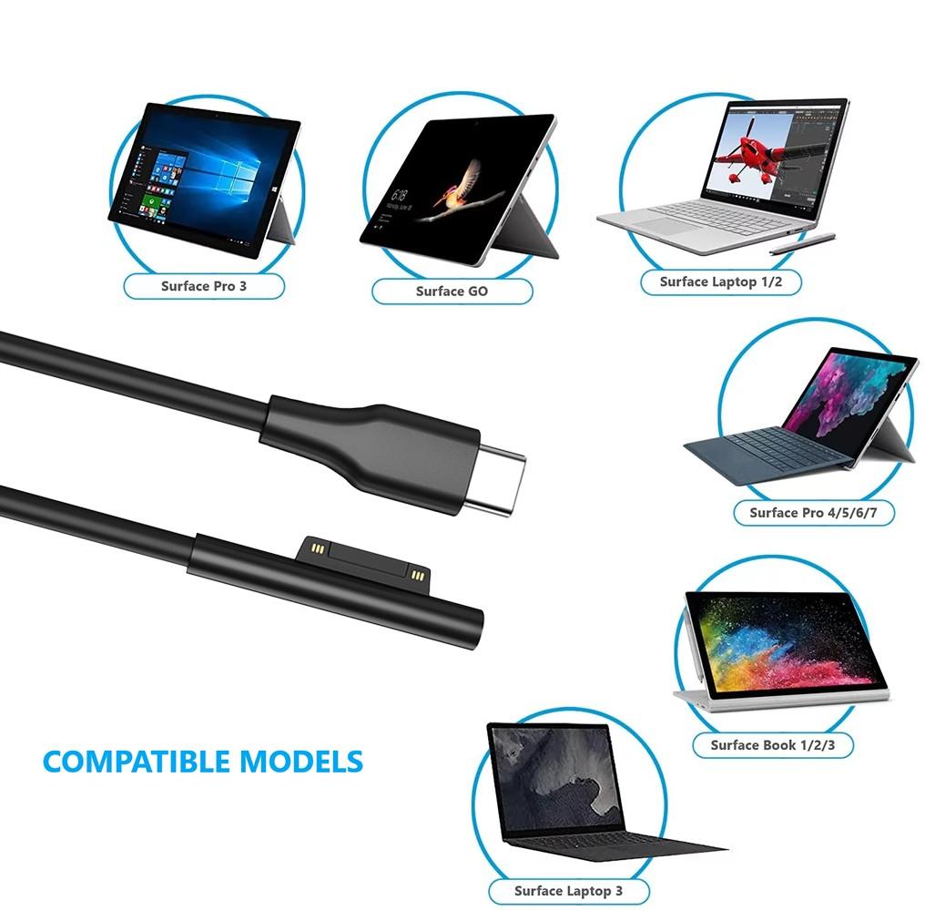 Type-C to Microsoft Surface Charging Cable PD USB-C Cable for Surface ...