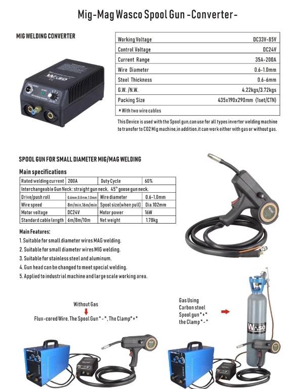 Wasco MIG Converter n Wasco Spool Gun allow MIG/MAG welding in high ...