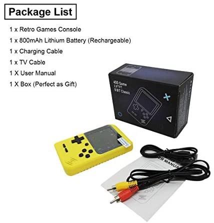 (Yellow) Handheld Retro Games Console With Built-in 400 Classic 8 Bit ...