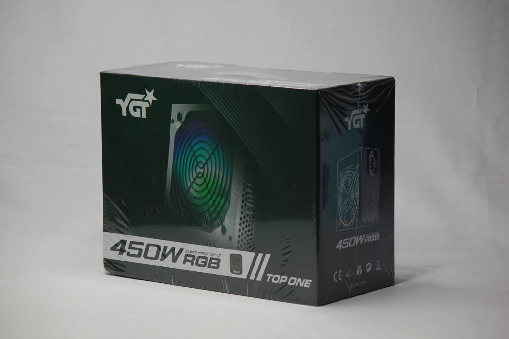 YGT TOP ONE GAMING POWER SUPPLY, 450W RGB 80+ BRONZE, 1x 24-PIN 2x PCIE ...
