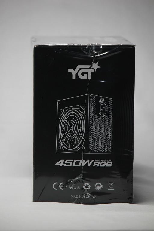 YGT TOP ONE GAMING POWER SUPPLY, 450W RGB 80+ BRONZE, 1x 24-PIN 2x PCIE ...