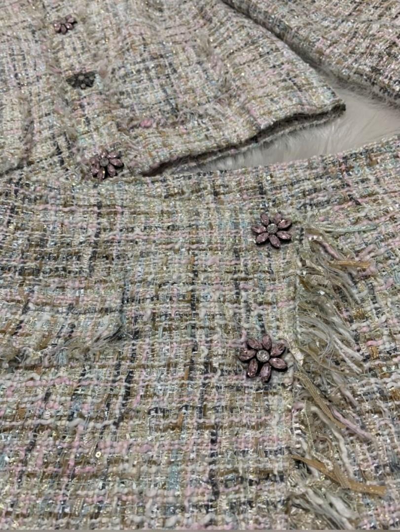 Zara tweed co ords with Rhinestones, Women's Fashion, Dresses & Sets ...