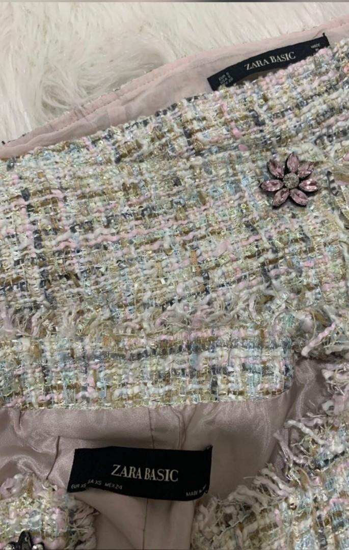Zara tweed co ords with Rhinestones, Women's Fashion, Dresses & Sets ...