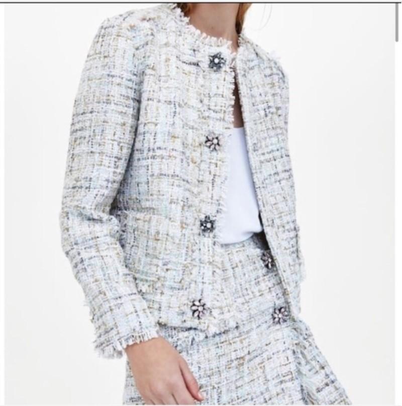 Zara tweed co ords with Rhinestones, Women's Fashion, Dresses & Sets ...