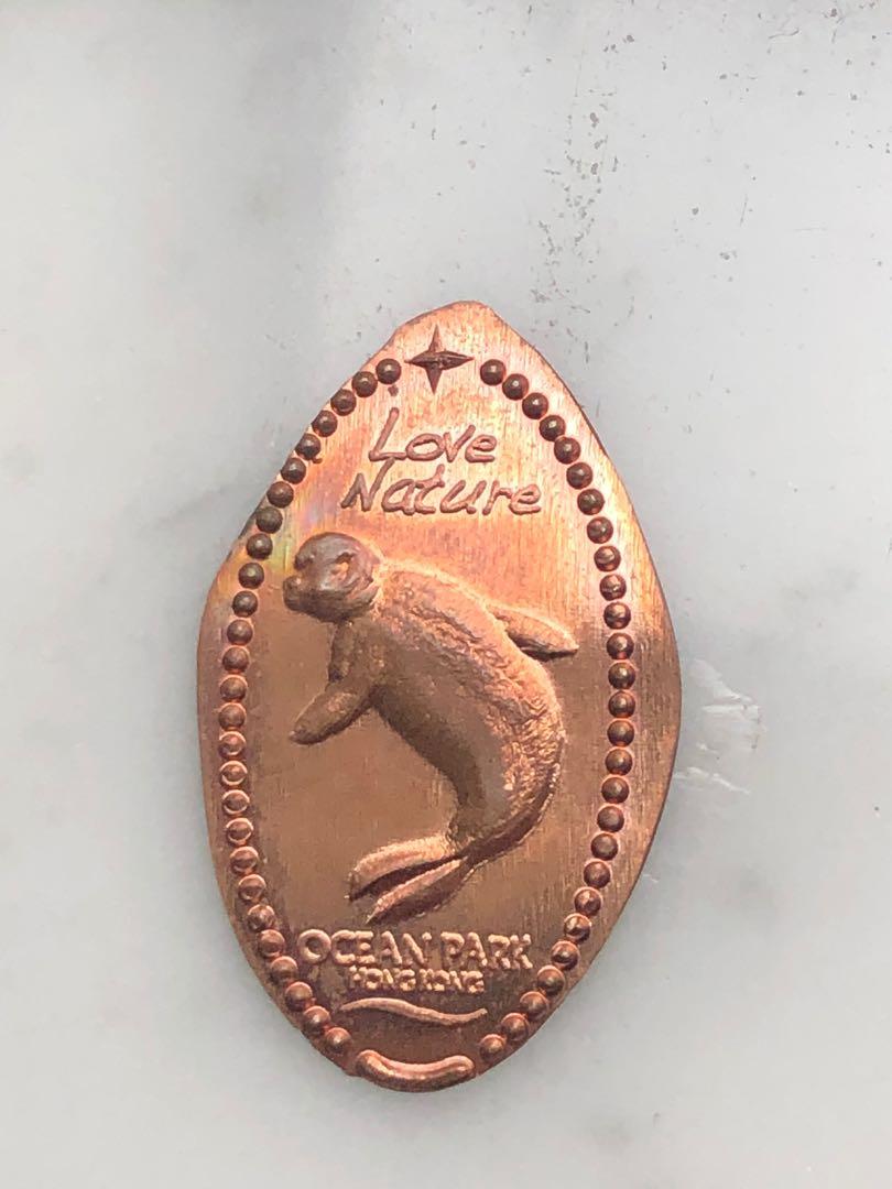 海洋公園 海豹紀念幣 銅幣 燙壓 錢幣 紀念幣 Hong Kong Ocean Park souvenir Elongated Penny ...