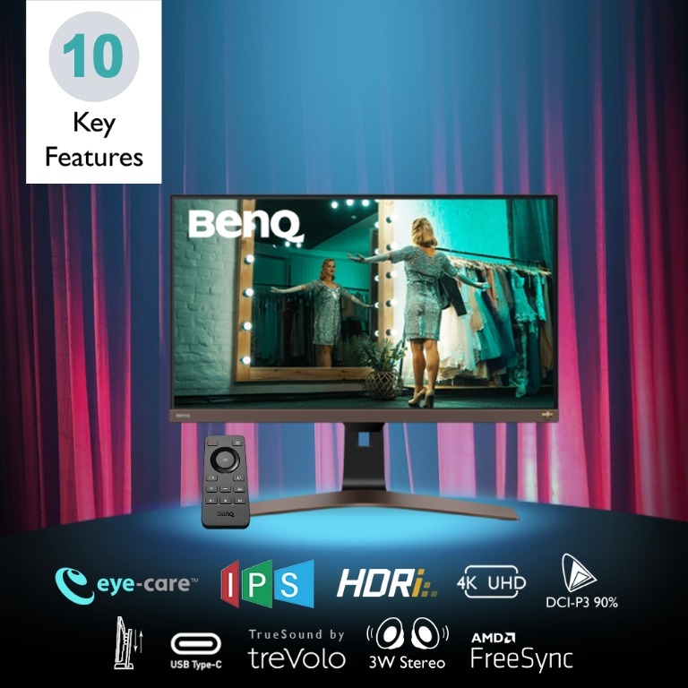 BenQ EW2880U 28" 4K UHD HDRi IPS USB-C Entertainment Eye-Care Monitor ...