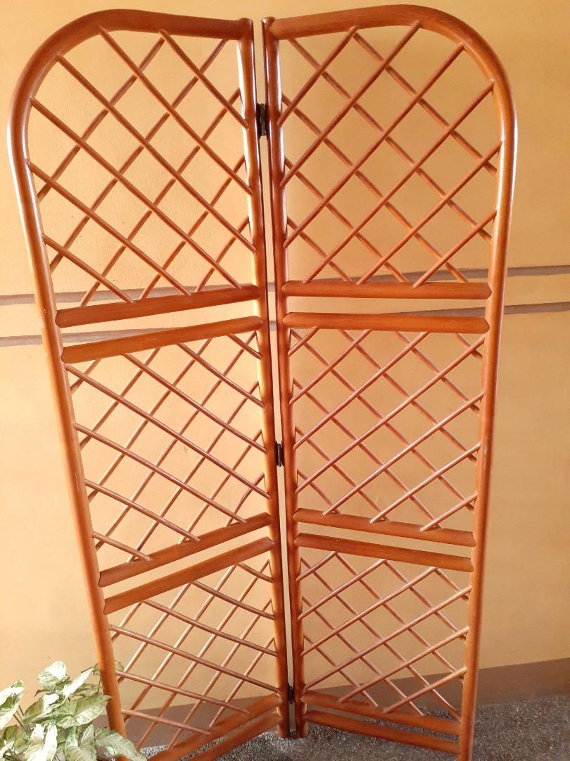 Bifold rattan diamond screen partition divider, Furniture & Home Living ...