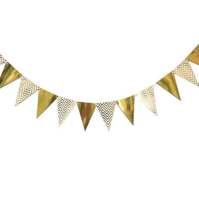 BPBD Set 6 items - HPBD banner, Triangle bunting, champagne & glass ...