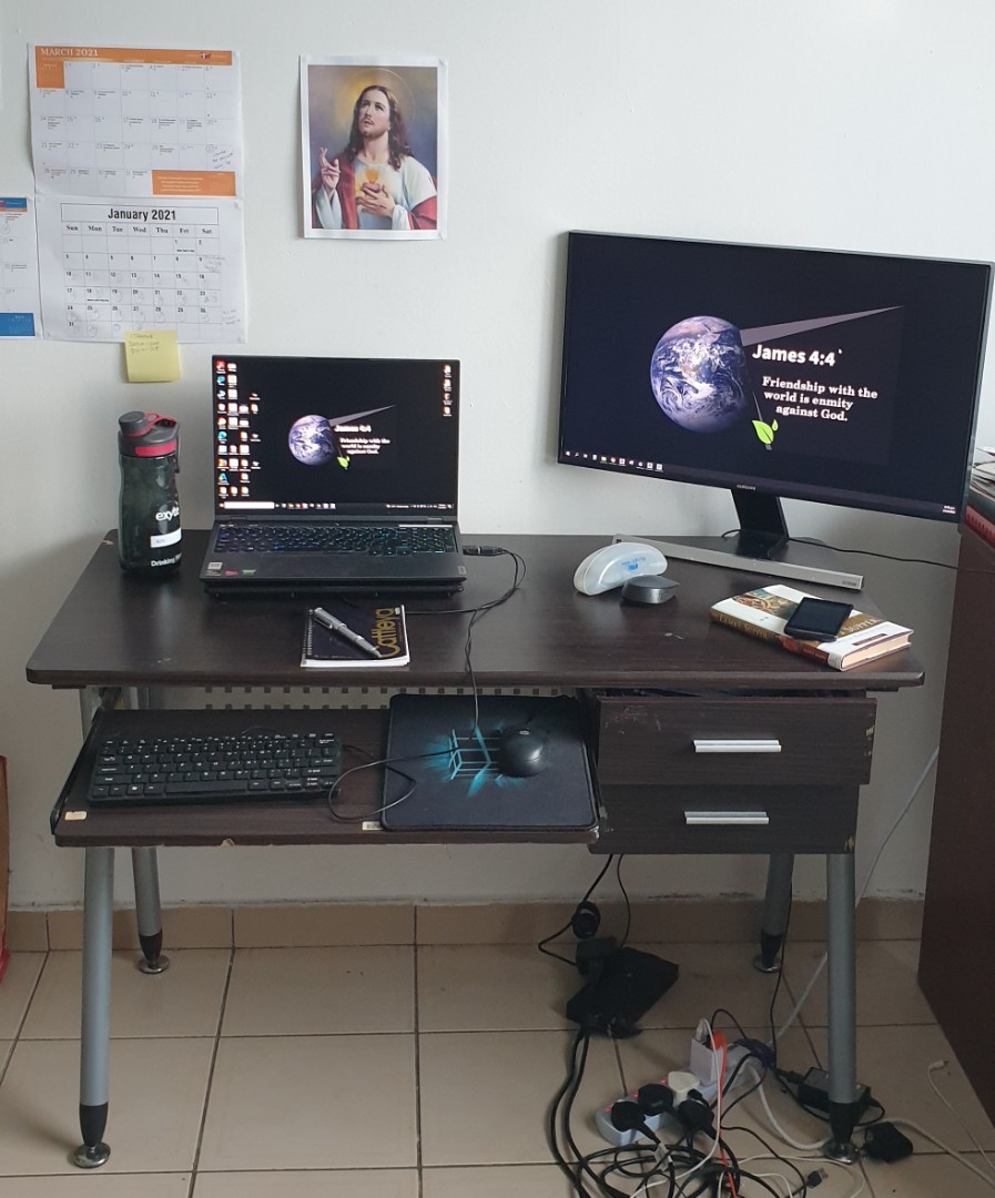 Computer table with keyboard tray, Furniture & Home Living, Furniture ...