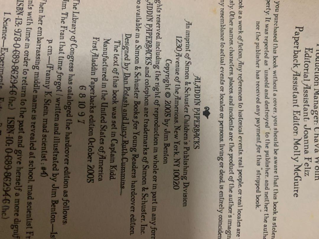 Franny K. Stein: The Fran That Time Forgot by Jim Benton, Hobbies ...