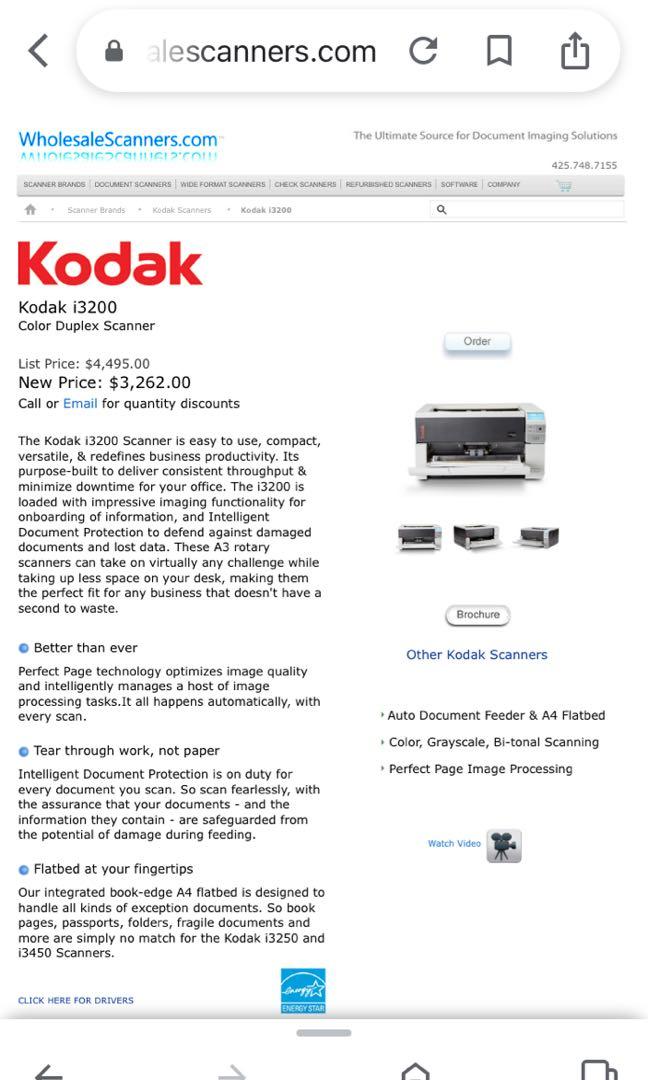 Kodak i3200 A3 & A4 Size High Capacity Document Scanner, Computers ...