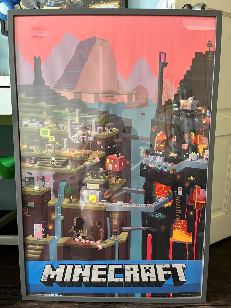 Minecraft Poster -ready hang with Frame, Hobbies & Toys, Toys & Games ...