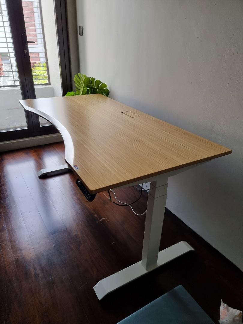 Omnidesk Eco Bamboo ergo curve standing table, Furniture & Home Living ...