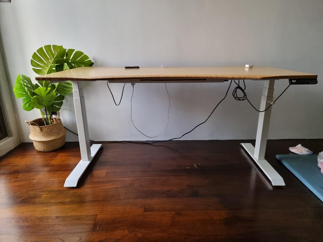 Omnidesk Eco Bamboo ergo curve standing table, Furniture & Home Living ...