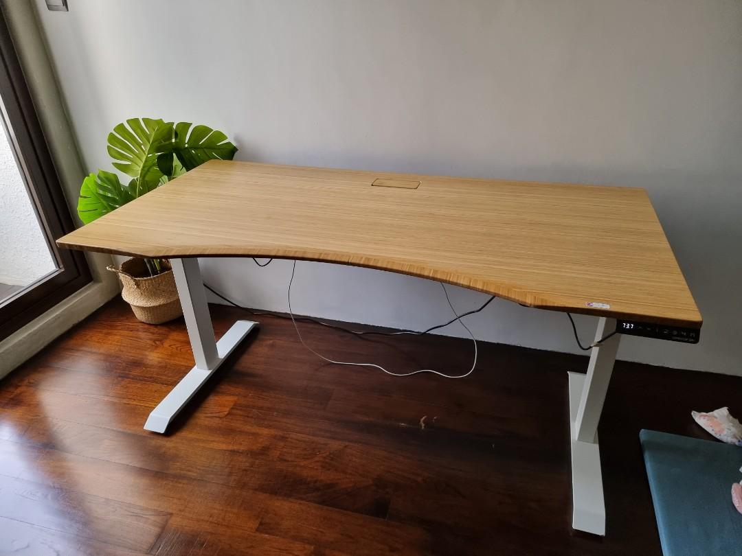 Omnidesk Eco Bamboo ergo curve standing table, Furniture & Home Living ...