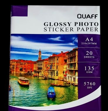 QUAFF Glossy Photo Sticker Paper A4, 135gsm, 20 sheets, Hobbies & Toys ...