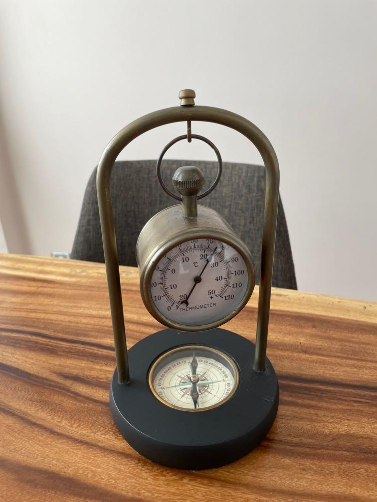 Retro clock & compass & thermometer, Furniture & Home Living, Home ...