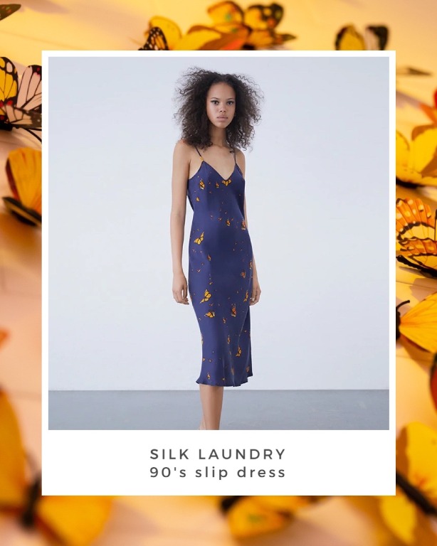SL Slip Dress in Blue Monarch Print, Women's Fashion, Dresses & Sets ...