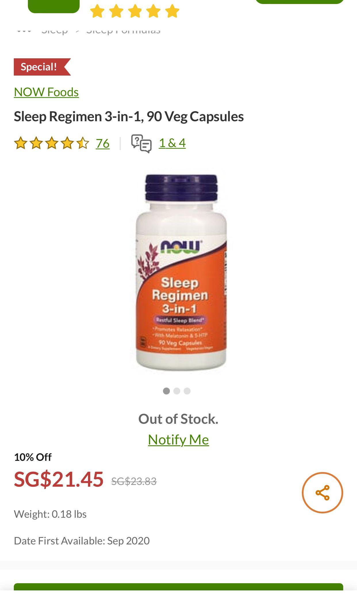 Sleep Regimen 3-in-1, 90 Veg Capsules with Melatonin, Health ...
