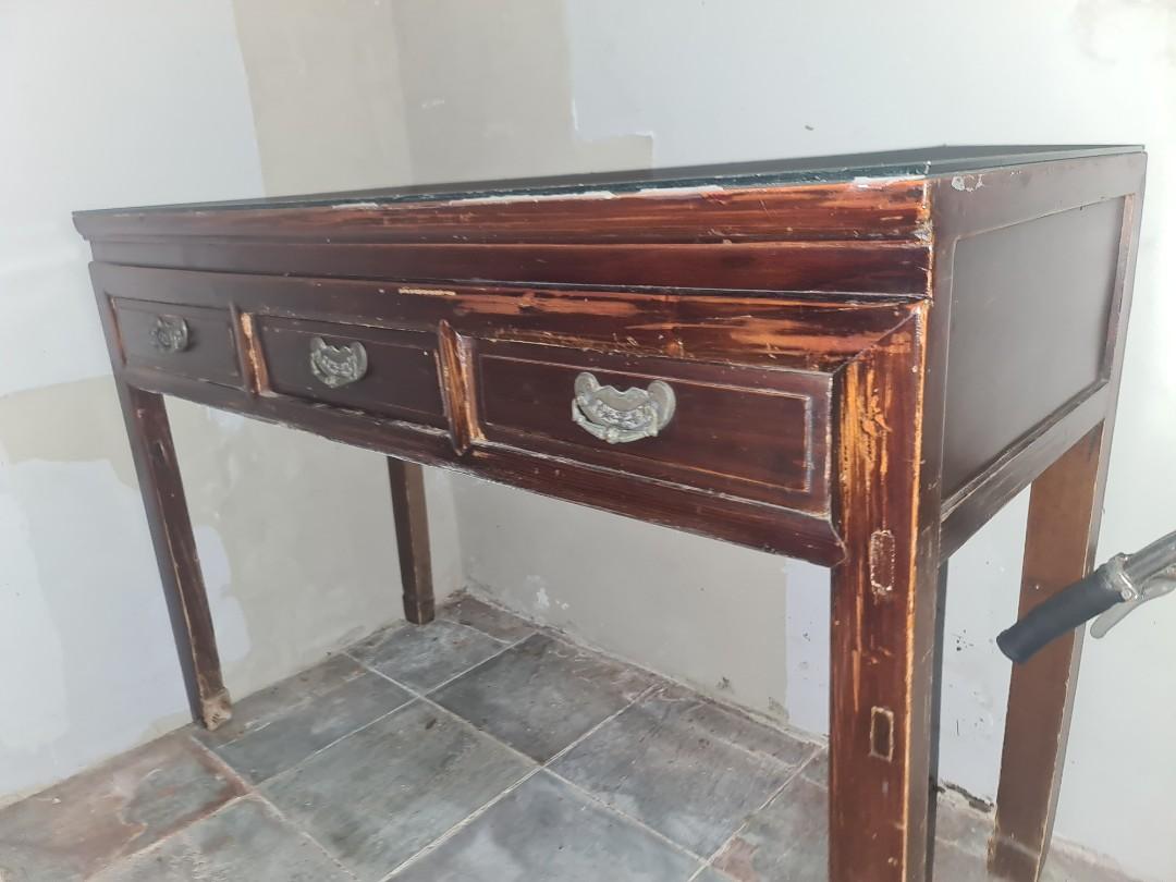 Antique Chinese Style Desk with 3 drawers, Furniture & Home Living ...