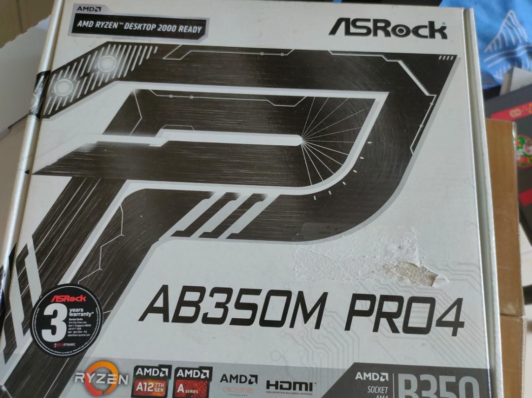 asrock ab350m pro 4 matx motherboard b350, Computers & Tech, Parts ...