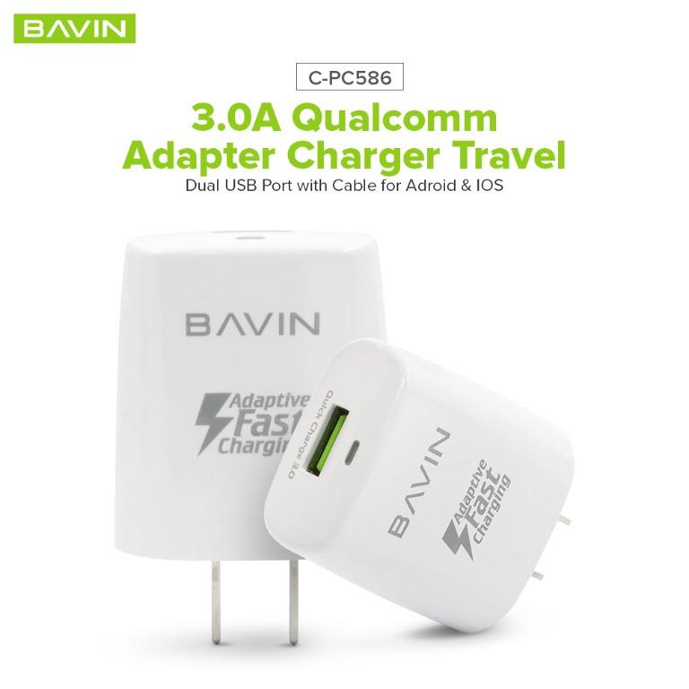 BAVIN PC586 Qualcomm 3.0 Quick Charger w/ 1 Meter Charging Cable for ...