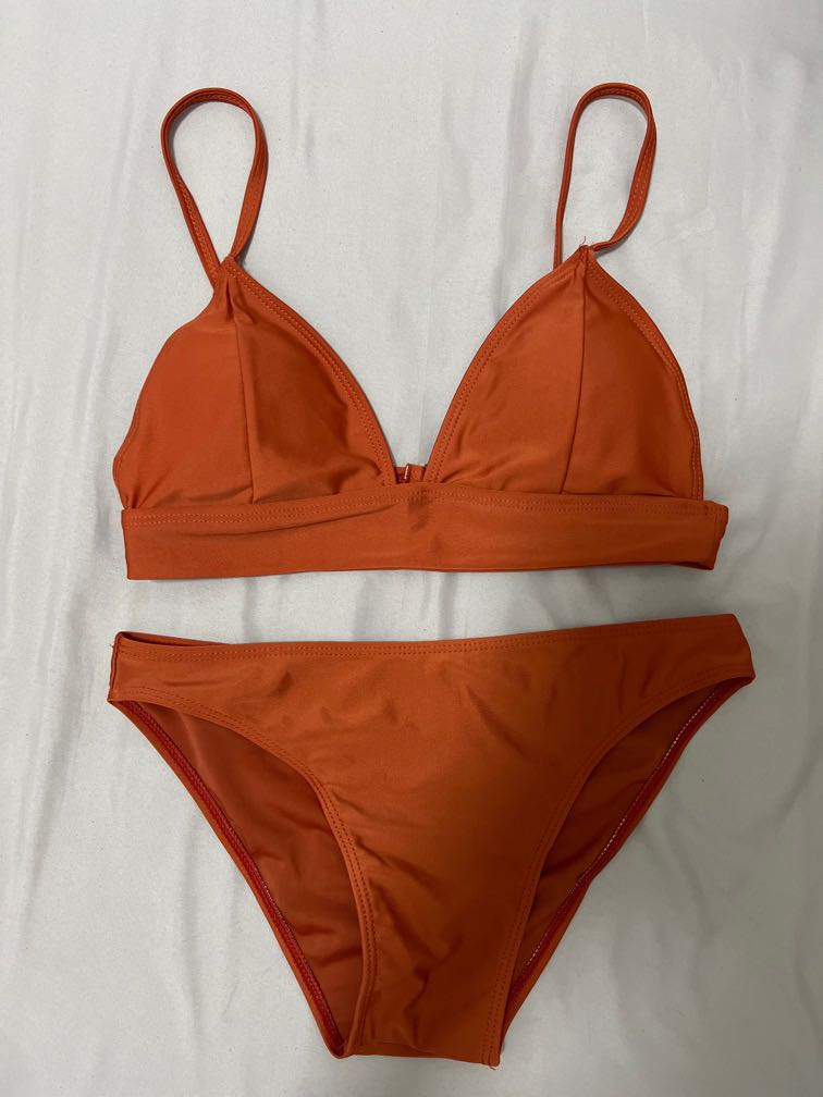 Burnt Orange Triangle Bikini with Pads in Small, Women's Fashion ...