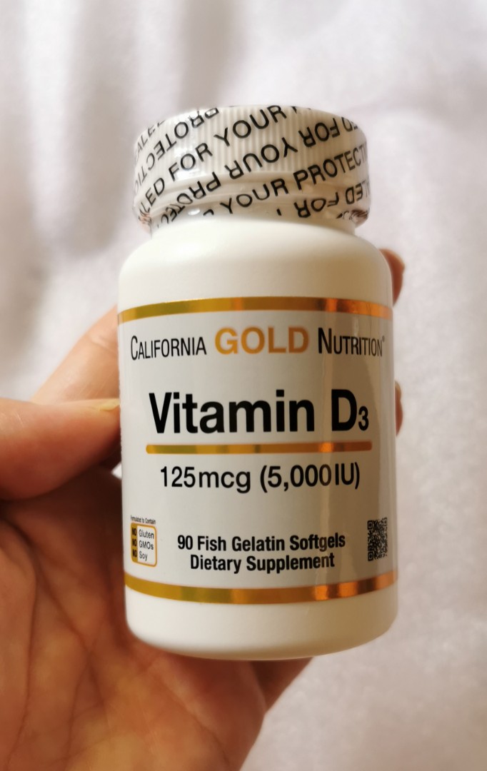 California Gold Nutrition, Vitamin D3 125 mcg 5000IU 90 Fish Gelatin ...
