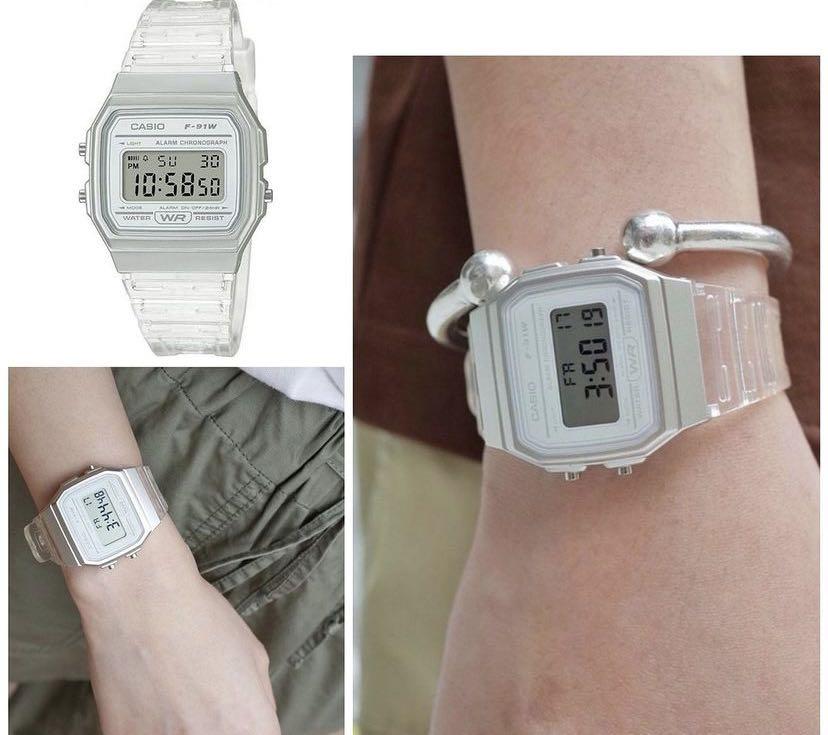 Casio F-91WS-7D Classic Digital Quartz F91WS-7D Clear Transparent Strap ...