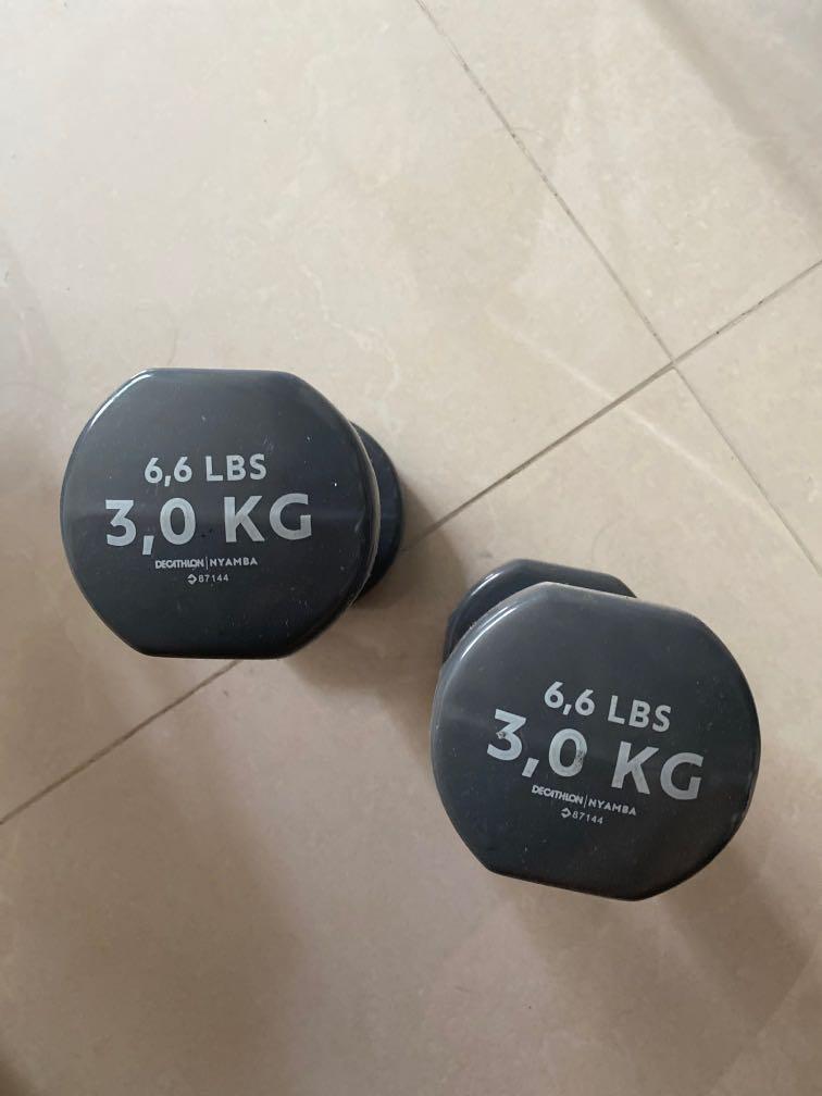Decathlon 3KG Dumbells, Sports Equipment, Exercise & Fitness, Weights ...