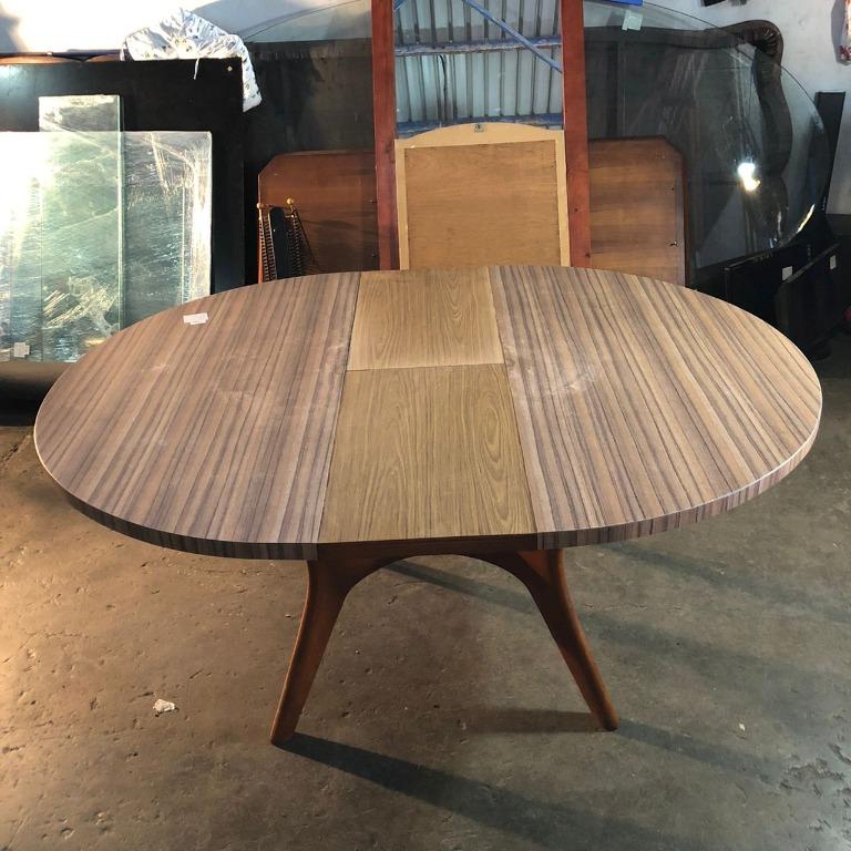 90s Extendable Wooden Round Dining Table / Meja Makan Bulat 90an Kayu ...