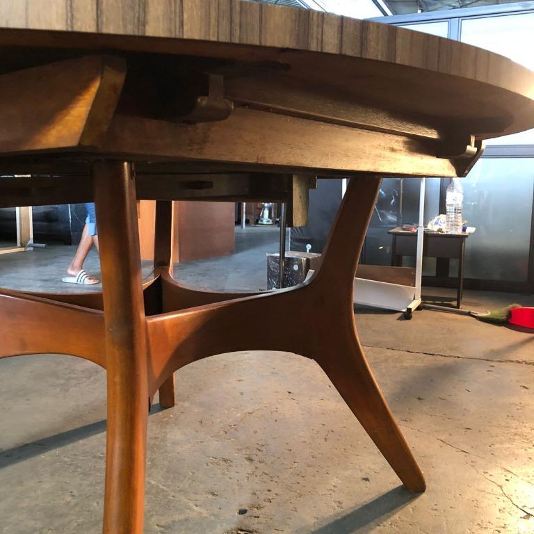 90s Extendable Wooden Round Dining Table / Meja Makan Bulat 90an Kayu ...