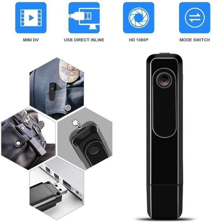 Mini Body Camera with USB Port DZFtech Body Spy Cam HD 1080P Wireless ...