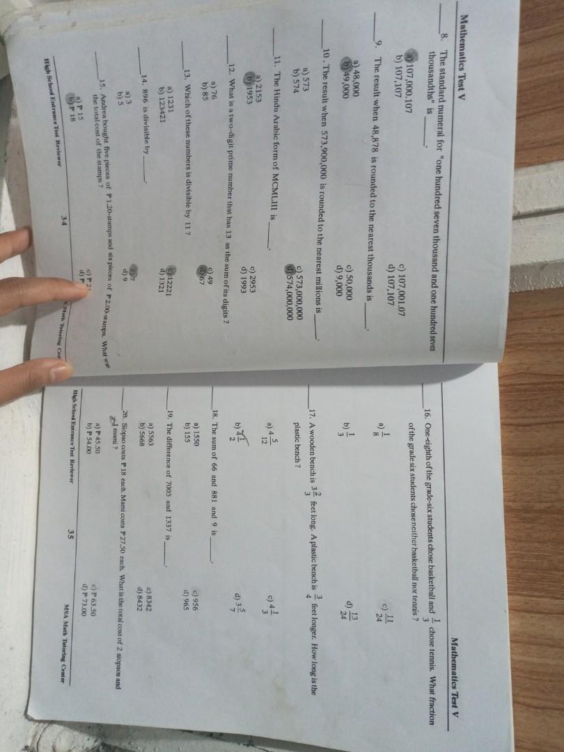 MSA REVIEWER FOR HIGH SCHOOL ENTRANCE TESTS & NATIONAL ACHIEVEMENT TEST ...
