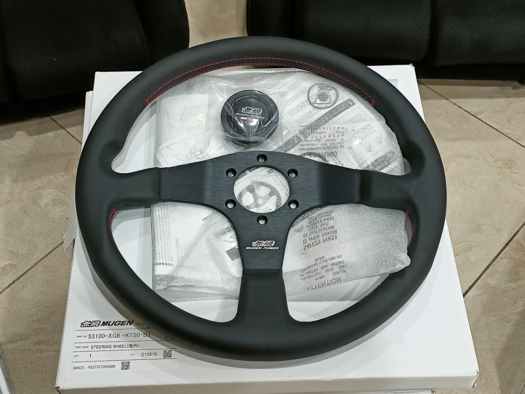 Mugen Racing III Steering Wheel (Black Leather), Car Accessories ...