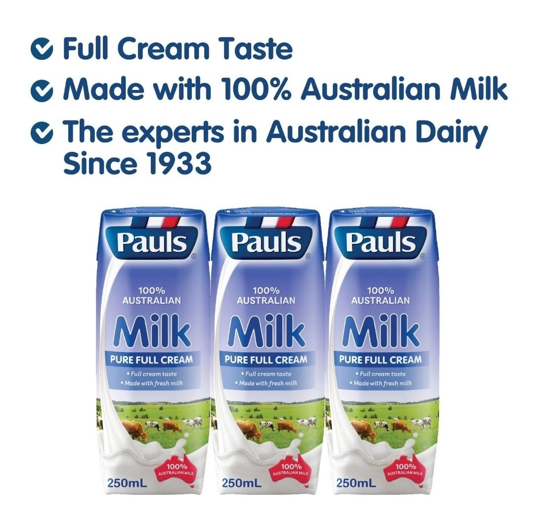 PAULS Pure UHT Milk, 6 x 250ml, Food & Drinks, Beverages on Carousell
