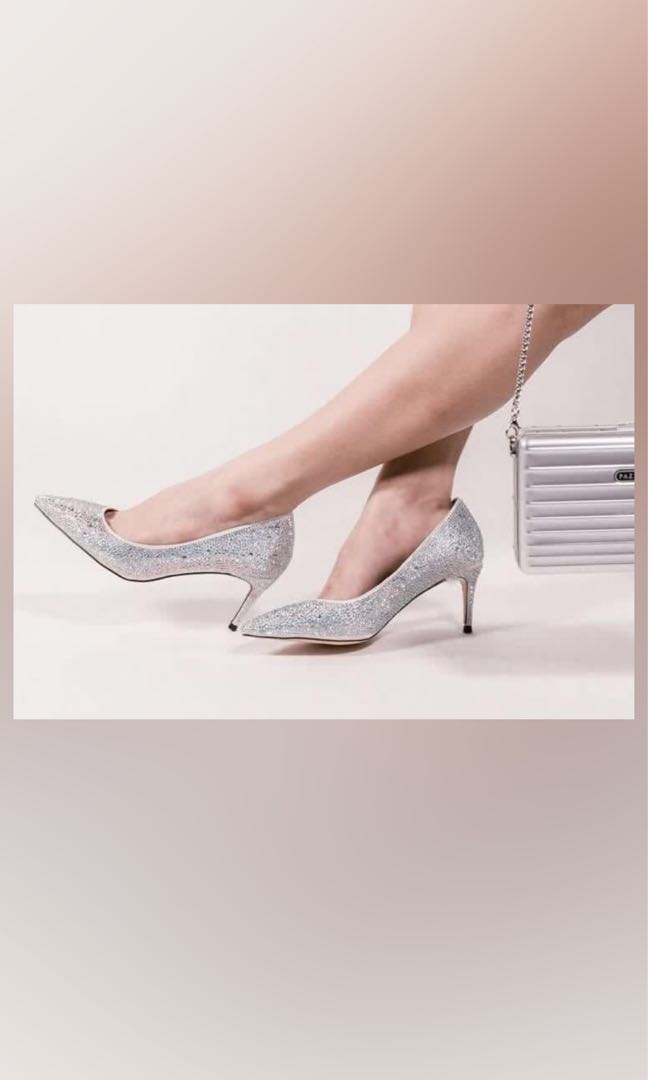 Pazzion silver shiny heels, Women's Fashion, Footwear, Heels on Carousell
