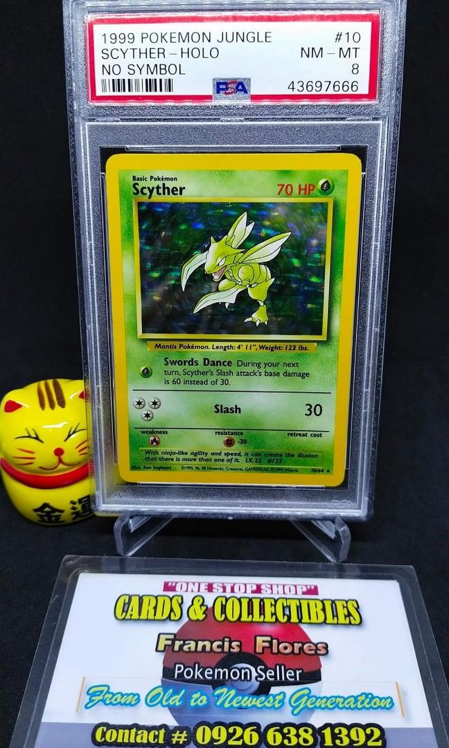 Pokemon GRADED Card - PSA 8: SCYTHER #10 - HOLO (JUNGLE - "NO SYMBOL") YEAR 1999, Hobbies & Toys ...