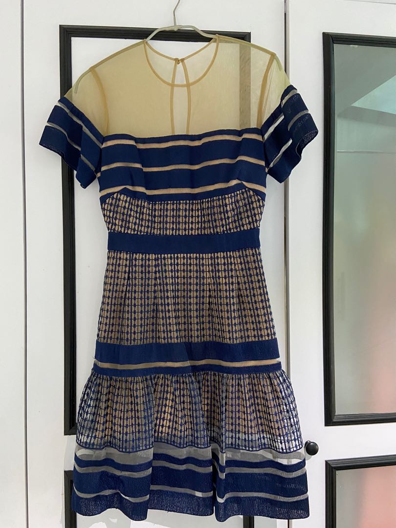 Self-portrait sheer dark blue dress, Women's Fashion, Dresses & Sets ...
