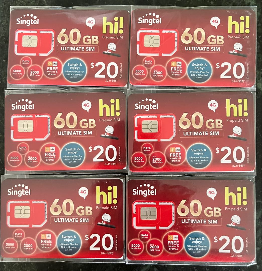 SingTel hi! Prepaid SIM 60G, Mobile Phones & Gadgets, Mobile & Gadget ...