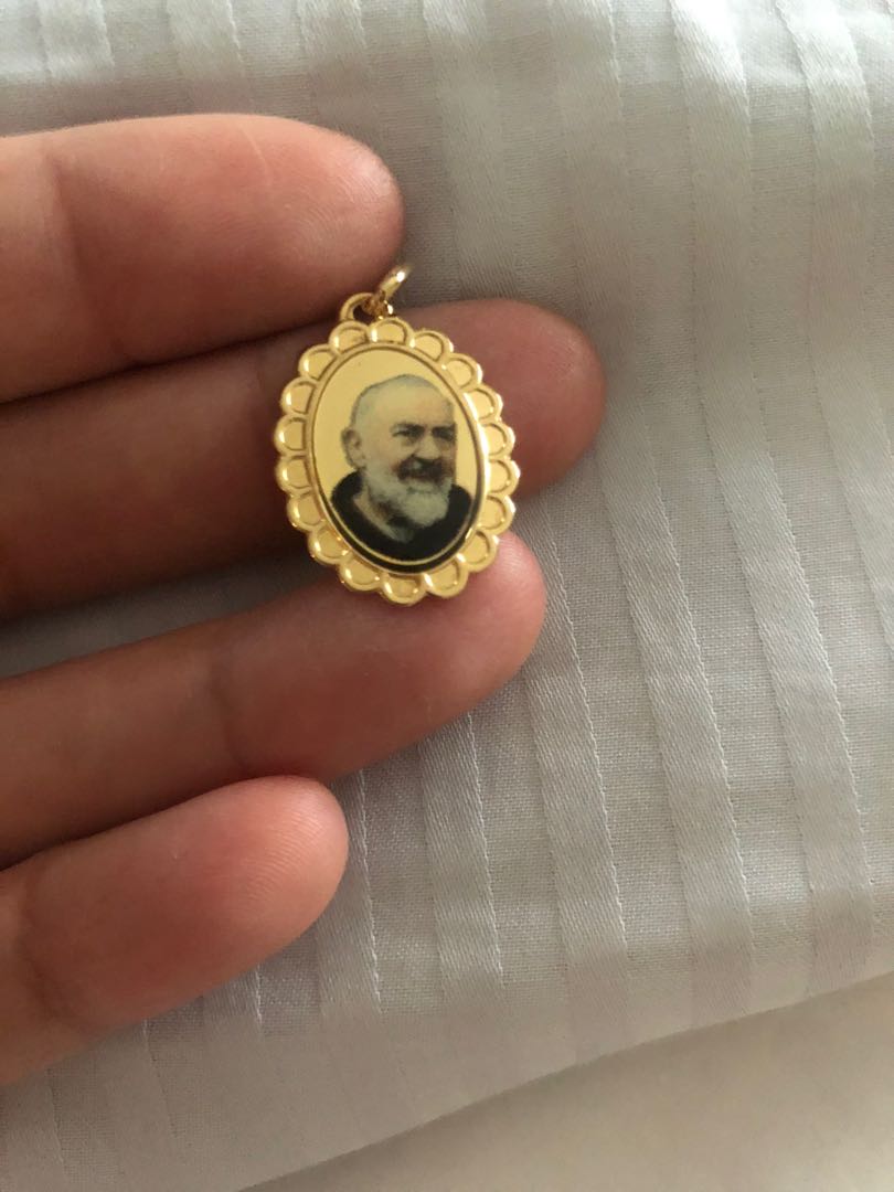 St. Padre Pio gold pendant, Women's Fashion, Jewelry & Organizers, Body ...