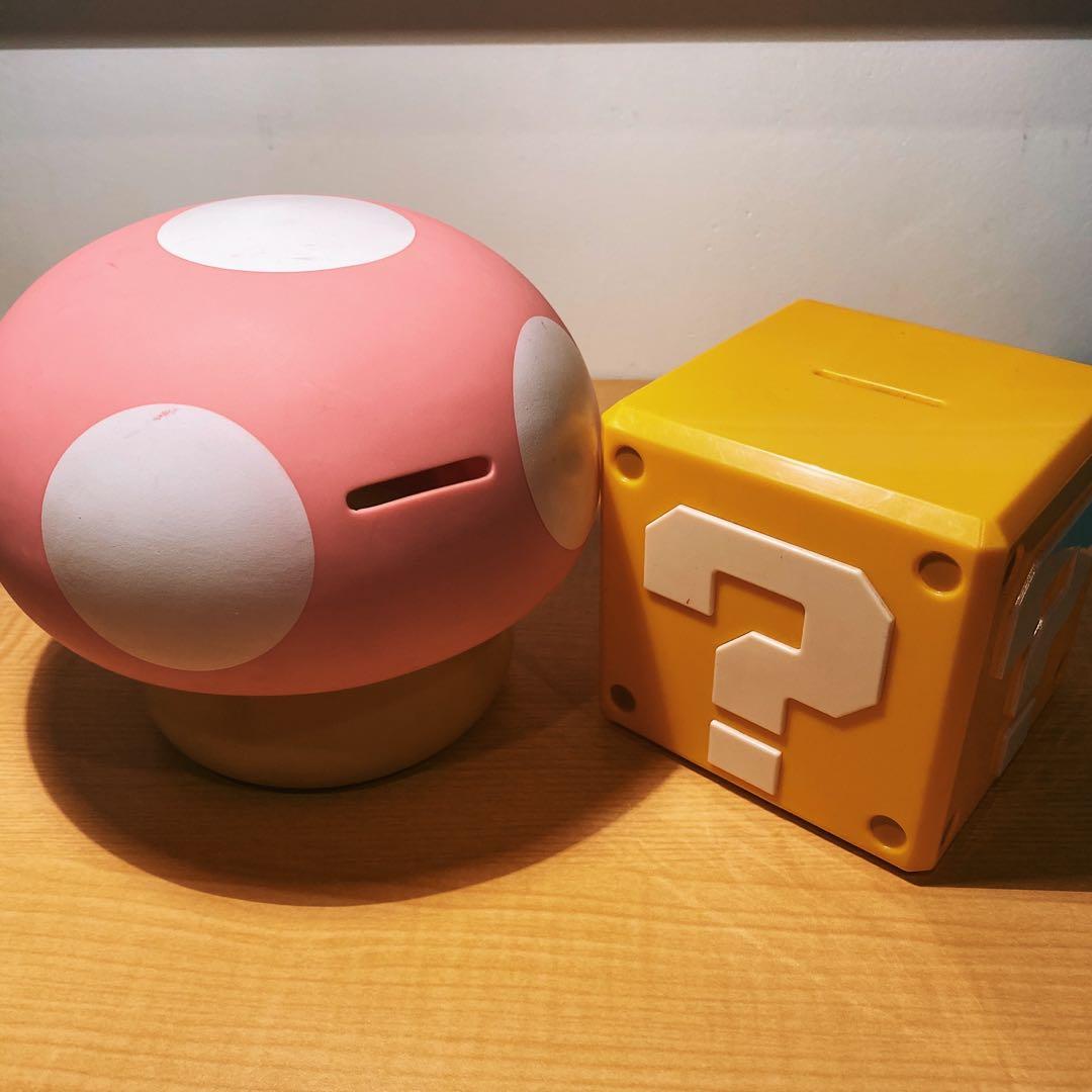 Super Mario Question Coin Box and Mushroom Coin Bank, Hobbies & Toys ...