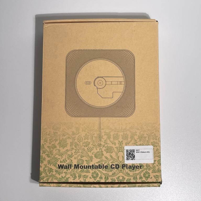 (White) CD Player Wall Mounted with Home FM Radio Built-in Dual Remote ...