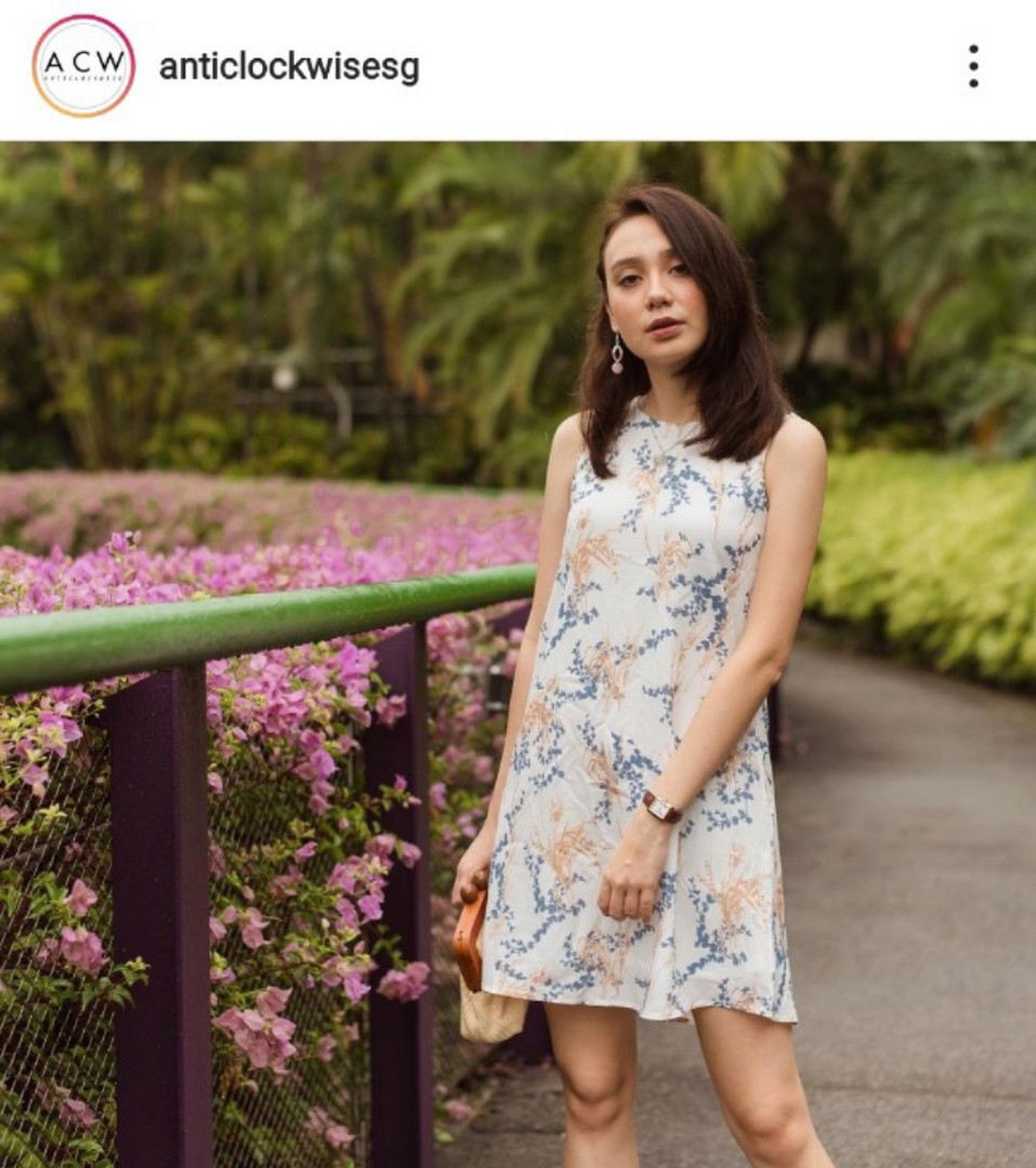 (BNWT)ACW Wheat Florals Trapeze Dress in White, Women's Fashion ...