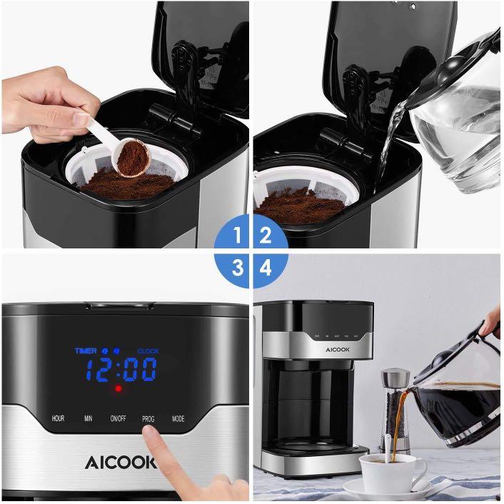 Coffee Maker, Filter Coffee Machine, Aicook 12 Cup Programmable Coffee ...