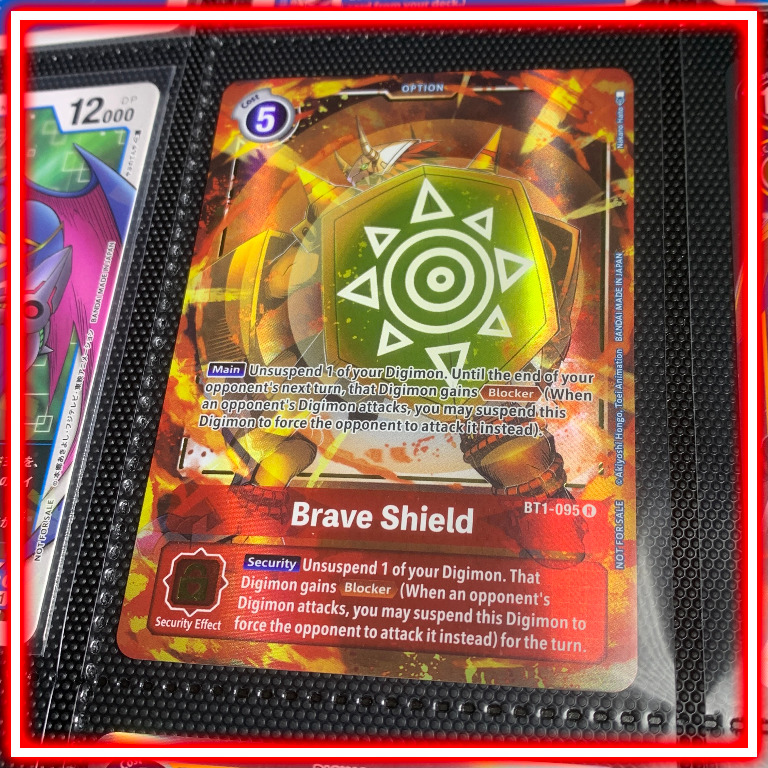 Digimon English TCG - Brave Shield (Alt Art) BT1-095 R Rare Alternative Art Promo Card, Hobbies ...