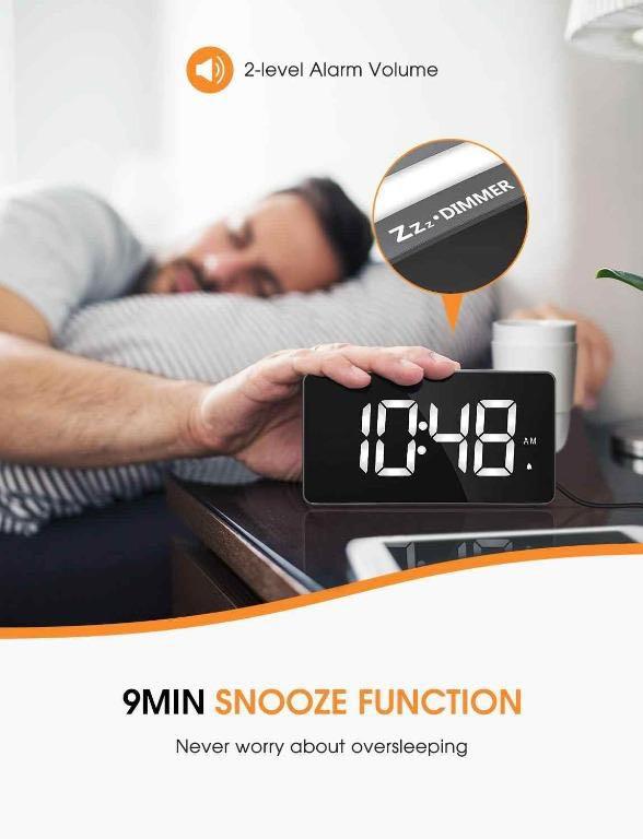 Electronic Alarm Clock HM430A 6 Level Brightness and Adjustable Volume ...