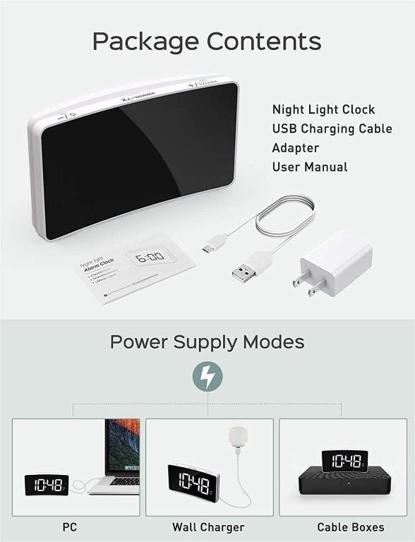 Electronic Alarm Clock HM430A 6 Level Brightness and Adjustable Volume ...